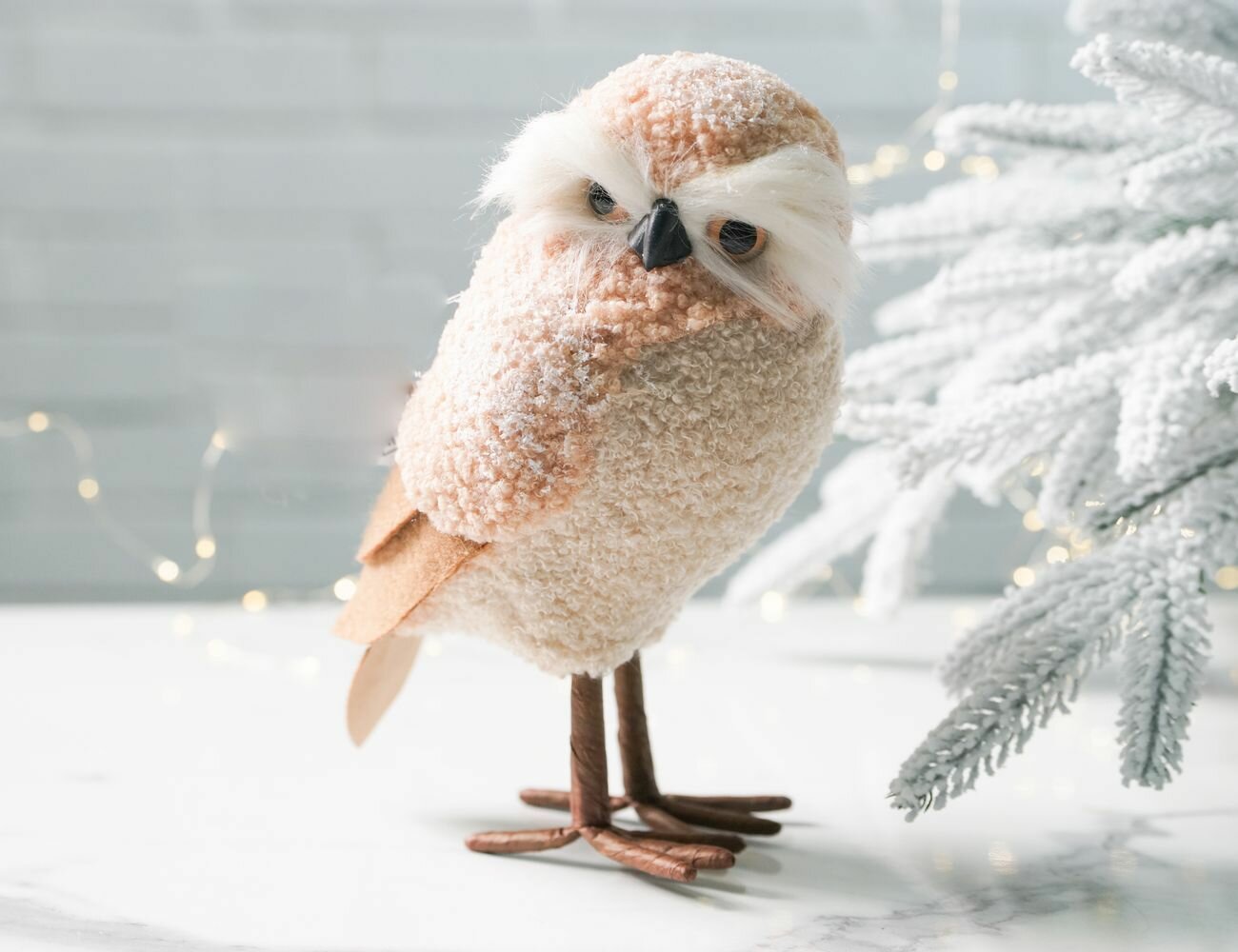 Декоративная фигура сова гуго, текстиль, искусственный мех, 22 см, Kaemingk 726347-1