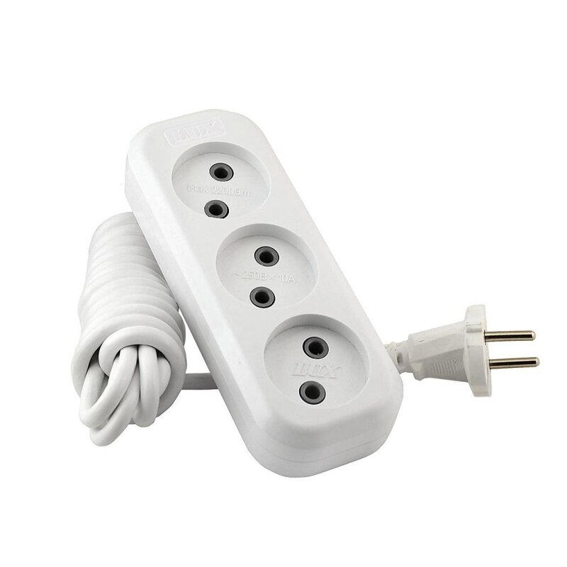 Удлинитель LUX У3-О-03, 3 входа, 3 м, без заземления, 250 В, 10 А (4606400414599)