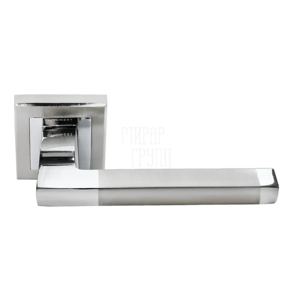 Дверная ручка на квадратной розетке RUCETTI RAP 17-S полированный никель