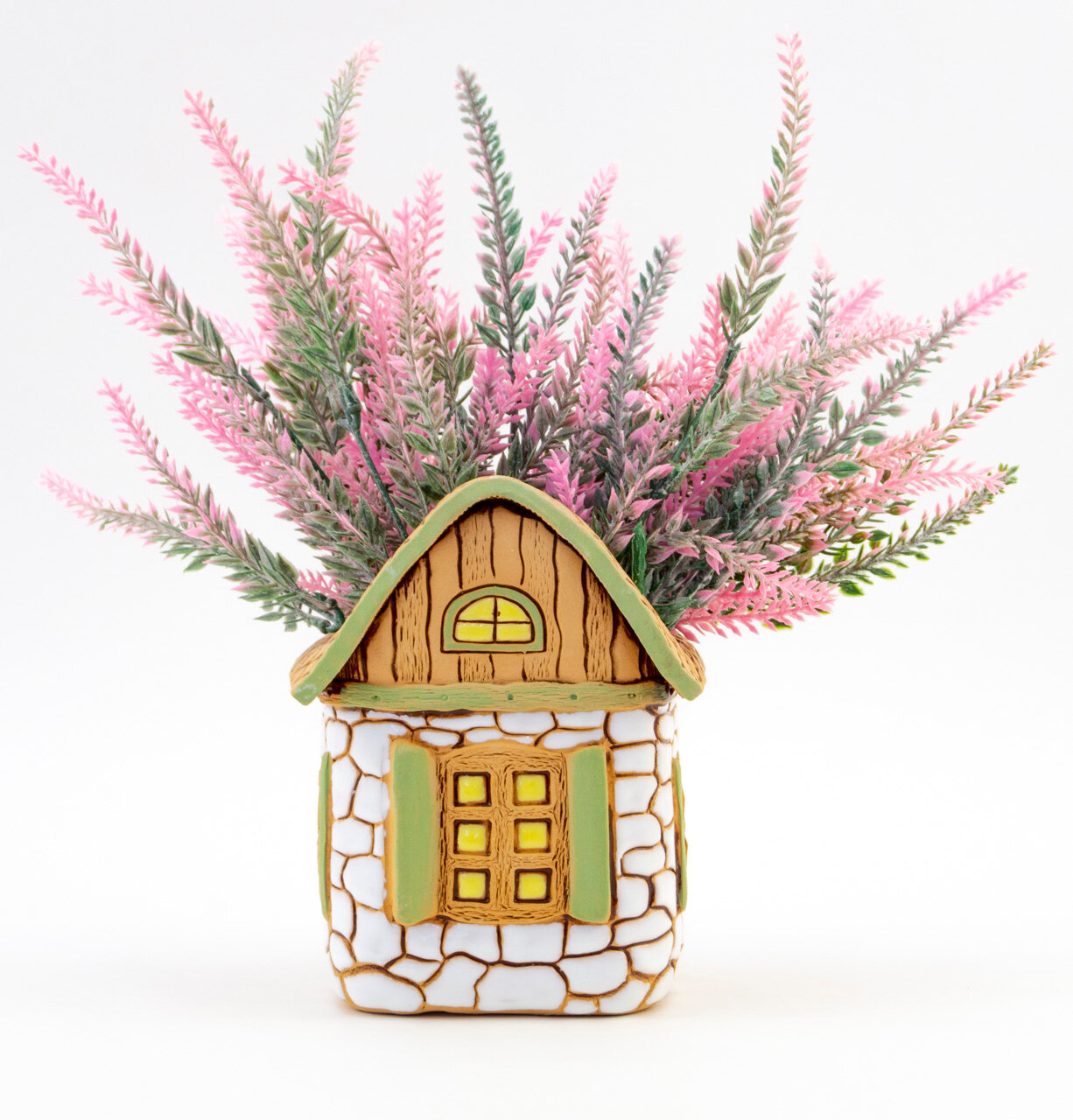 Каменный домик кашпо снежок