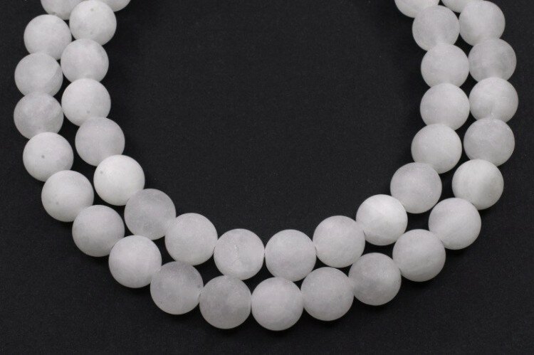 Бусины круглые Нефрит 10мм, отверстие 1мм, цвет белый, матовая, 505-009, 1нить (около 38шт, около 37см)
