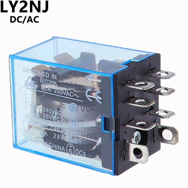 Электромагнитное реле LY2NJ 10A 8 контактов DC, 12V