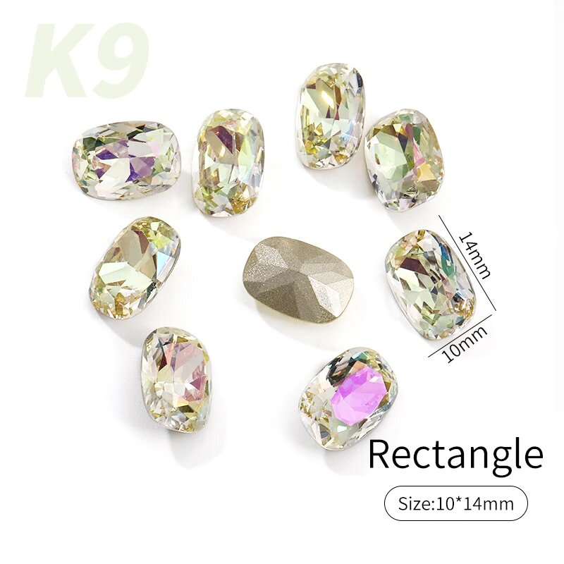 Кристаллы K9 прямоугольные 10x14mm для ногтей