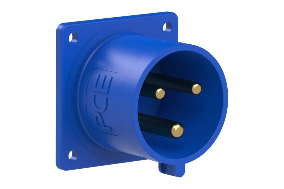 PCE Вилка встраиваемая 32А 230В 1P+N+E IP44 623-6 для монтажа в электрощиты и панели