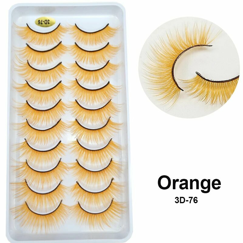 Цветные ресницы OKAYLASH 3D-76 Orange, 10 пар