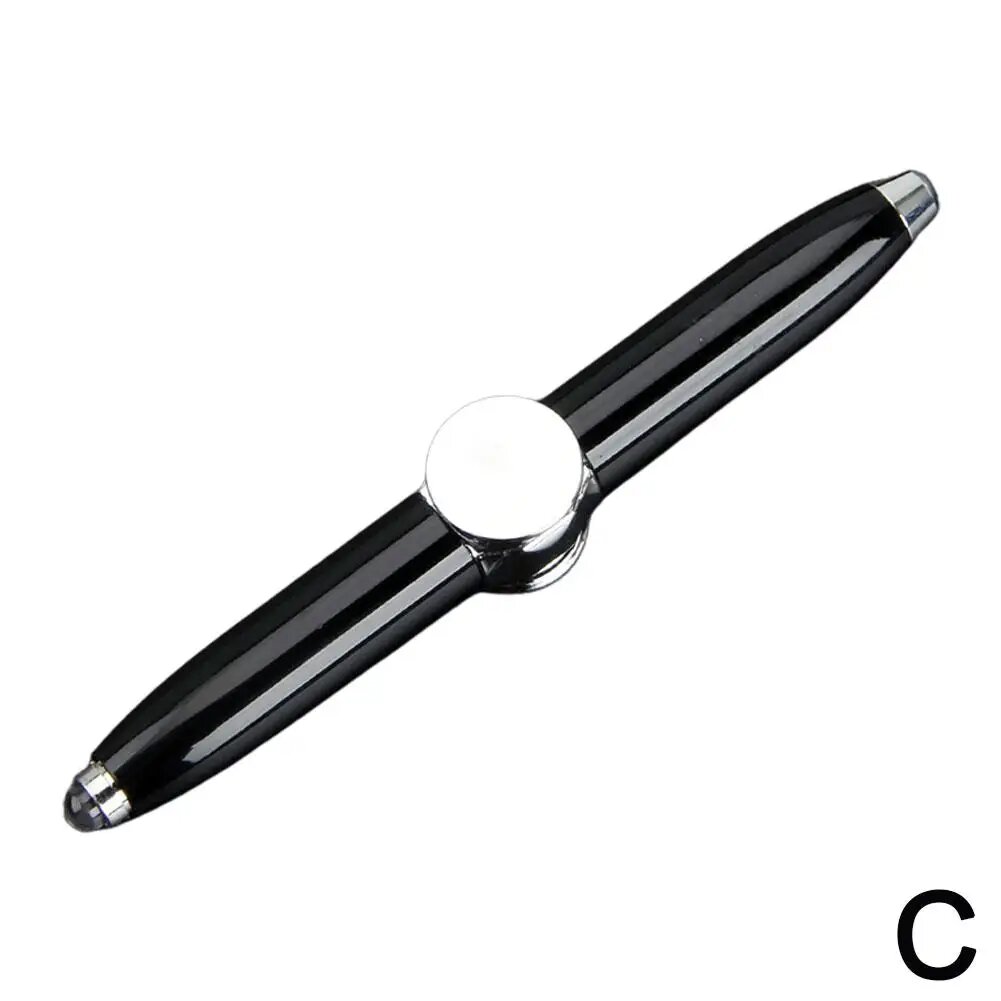 Металлическая шариковая ручка-спиннер с подсветкой Черный, black