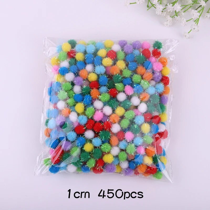 Цветные пушистые помпоны 450 шт. Белый, 1cm 450pcs