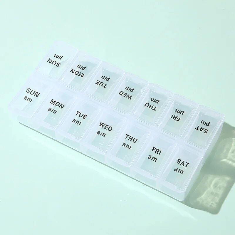 14-секционный Органайзер Для Таблеток С Таймером На 7 Дней, Контроль Дозировок Утром И Вечером, Точная Подготовка