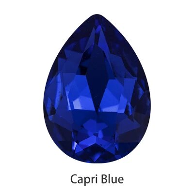 Клей для страз YICHUAN стеклянные кристаллы формы слезы Синий, 7x10mm 10pcs, Capri Blue