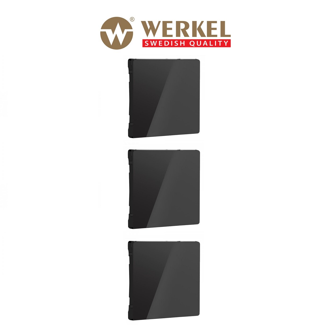 Клавиша для выключателя перекрестного Werkel W1119048, цвет черный акрил - комплект 3 шт.