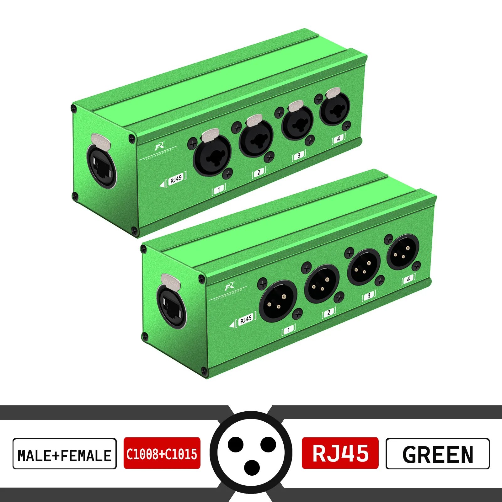 Зеленый DMX разветвитель XLR-RJ45 C1008+C1015