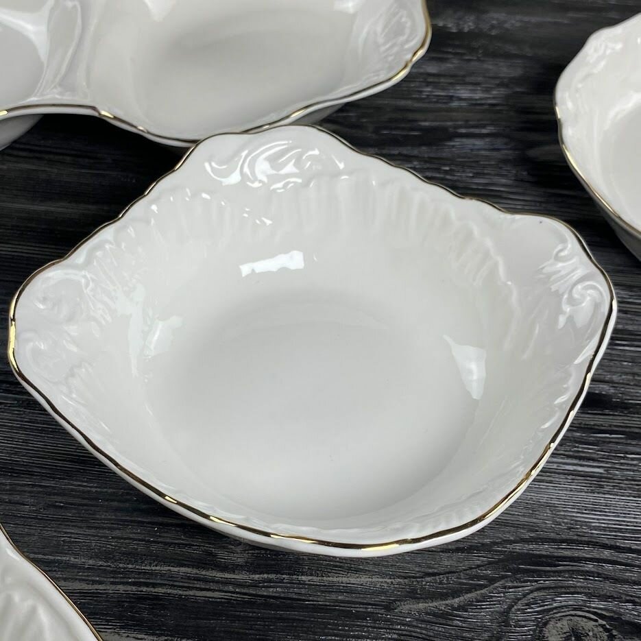 Набор из 6 квадратных салатников 15см "аврора золото"