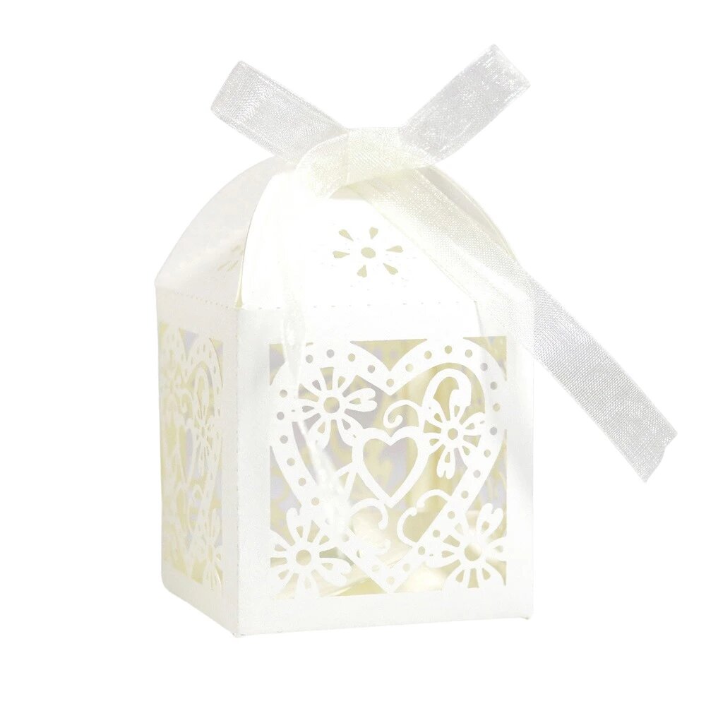 Коробки для конфет WEHRPARTY сердце картон 10 шт Ivory