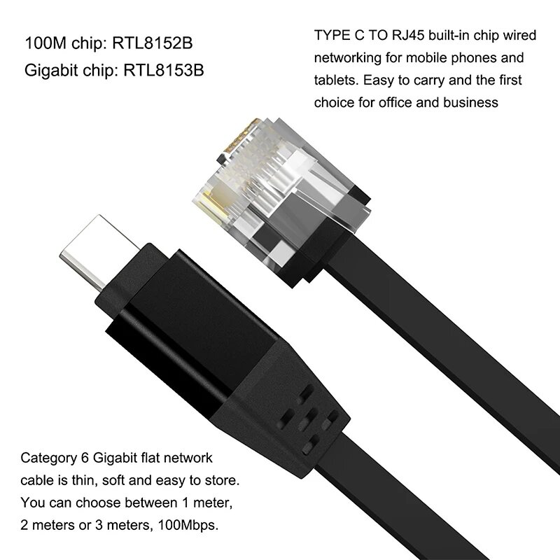 Кабель-адаптер Type-C на RJ45 для ноутбуков и планшетов 1m 1000M