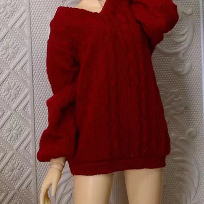 Свитер с открытыми плечами для куклы 30/45/60 см Бордовый, Red, For 60cm doll
