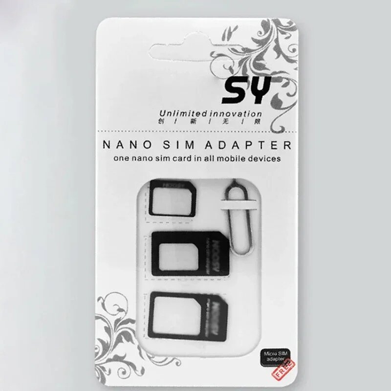 Адаптер Micro Nano SIM-карты 4 в 1, адаптер Micro Sim с ключом для извлечения SIM-карты, набор держателей SIM-карты для мобильного телефона