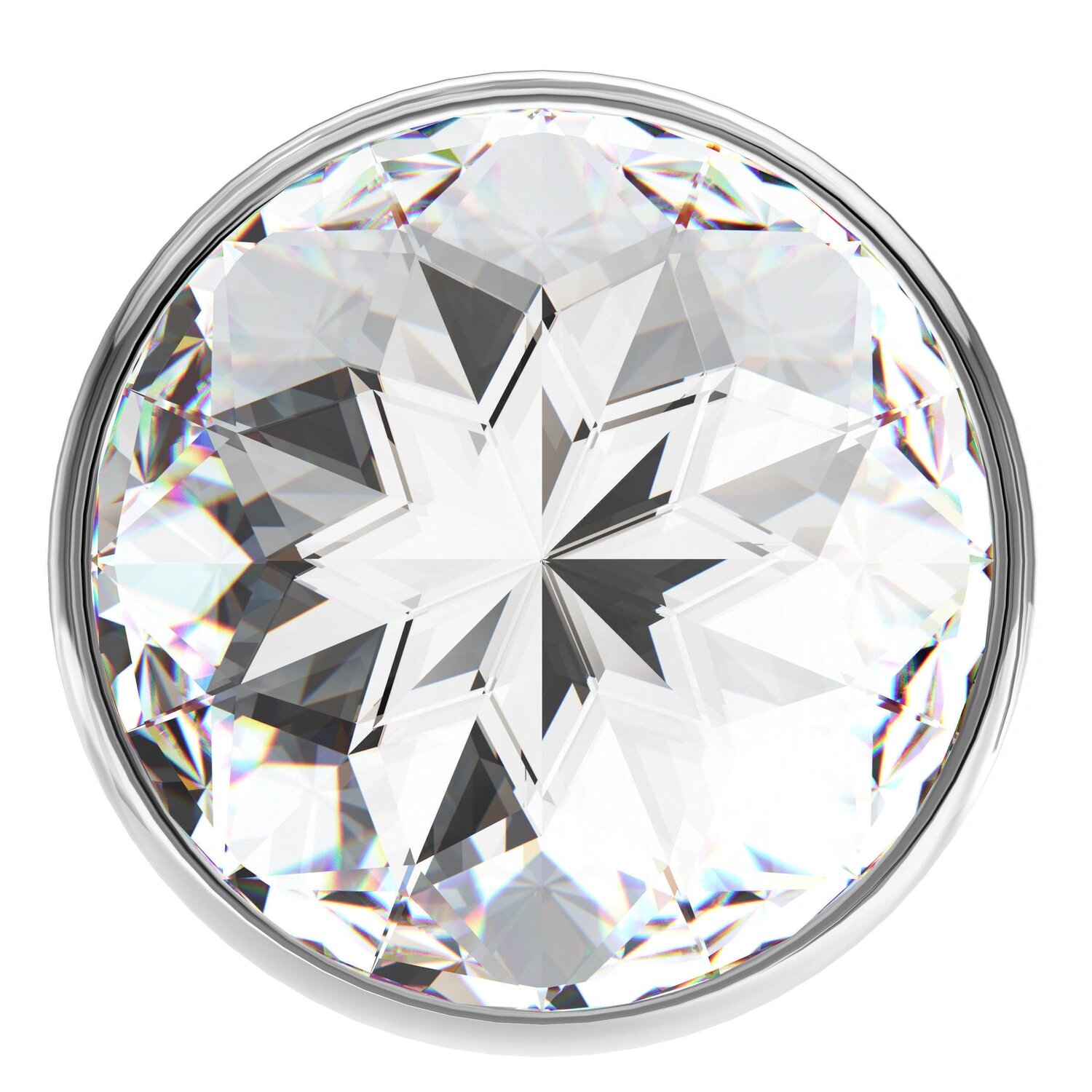 Анальная пробка Lola Games Diamond Sparkle Large, серебристая с бесцветным кристаллом