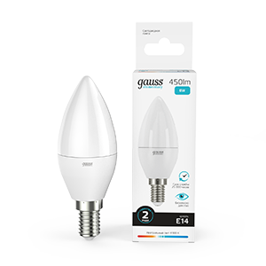 Лампа Gauss Elementary форма Свеча 6W 450lm 4100K Е14 LED 220V
