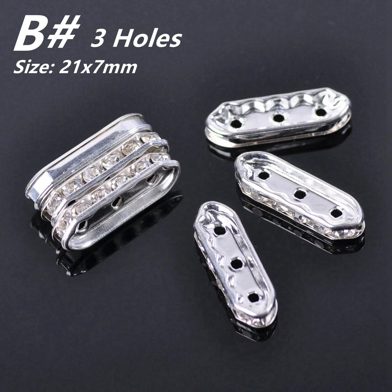Разделители для браслетов B# Silver Color, 21x7 мм, 3 Holes