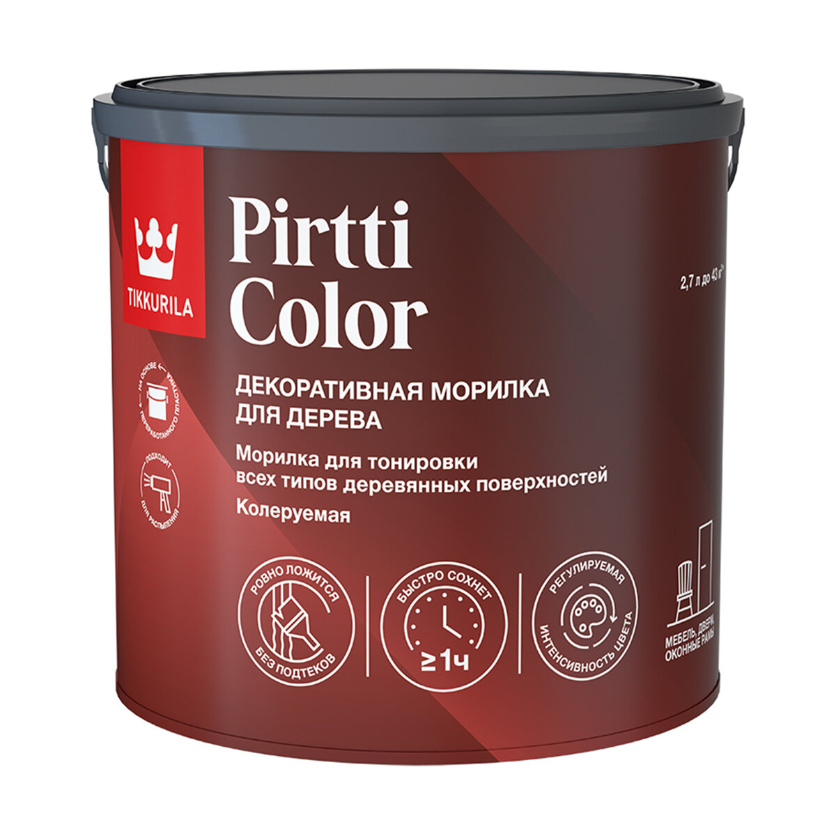Морилка водная Tikkurila "Pirtti Color" EP 2,7 л, для дерева