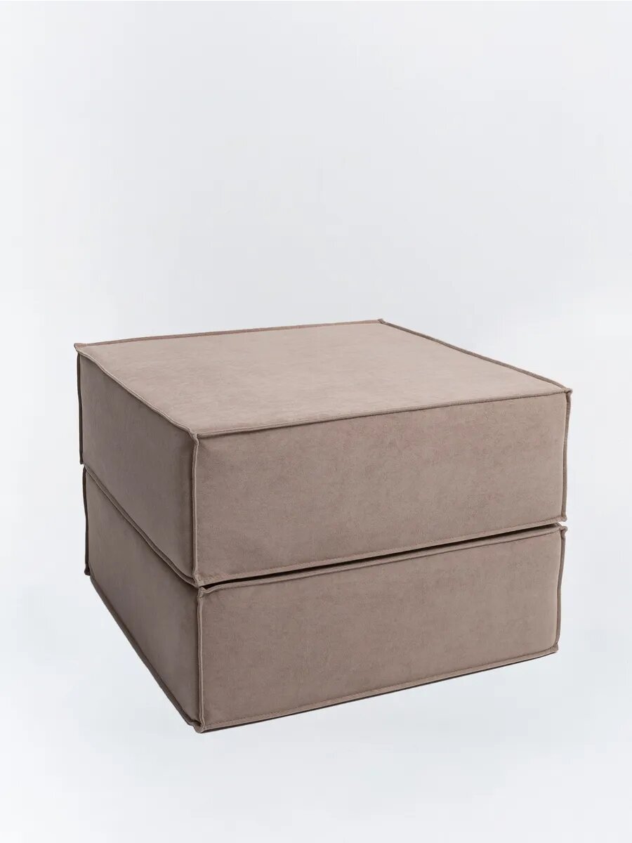 Пуф-трансформер практик, велюр, пенополиуретан, бежевый, 70х70х48 см