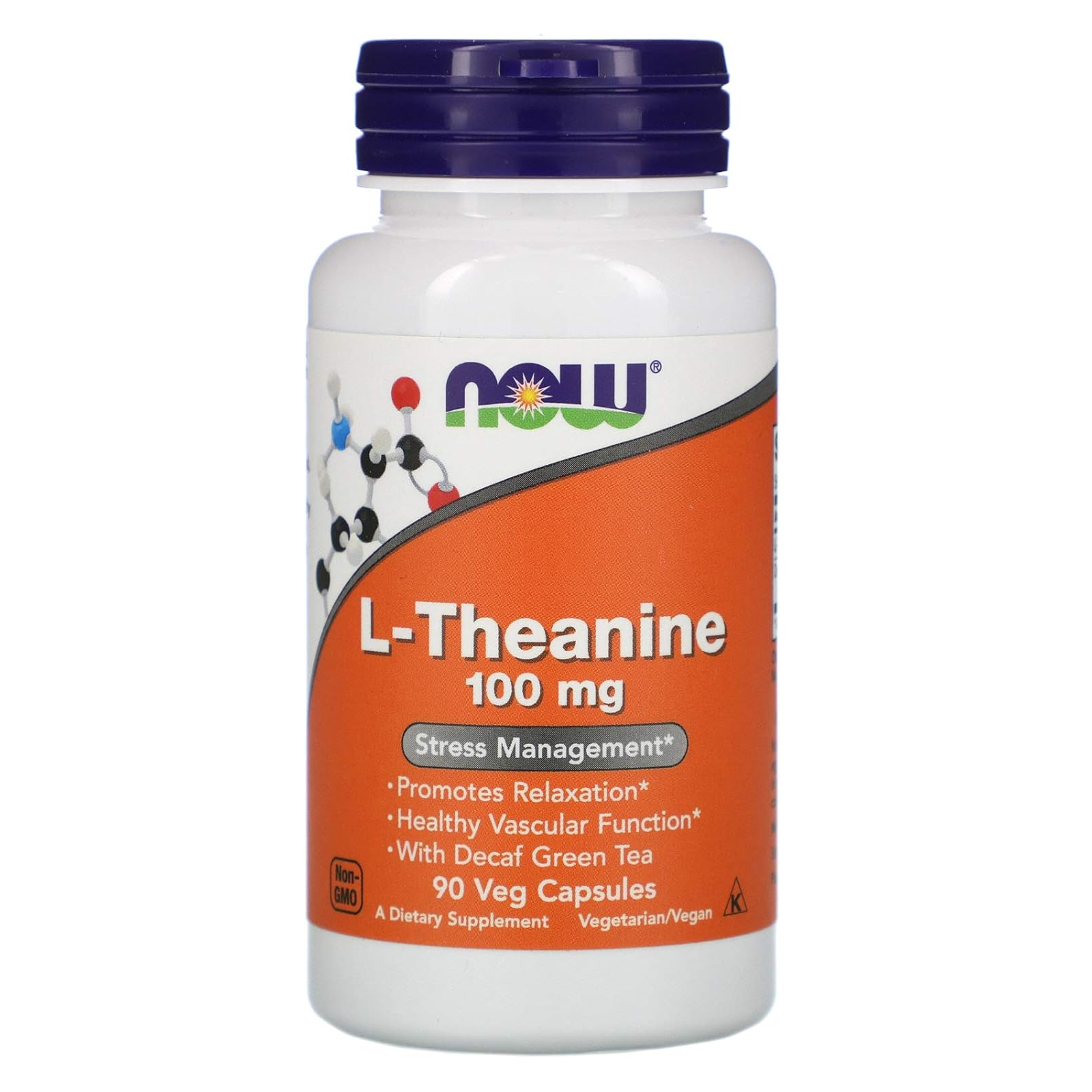 NOW Foods, L-Theanine, Теанин с зеленым чаем в капсулах, 100 мг, 90 шт.