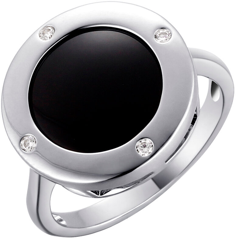 Перстень, серебро, 925 проба, родирование, циркон, керамика