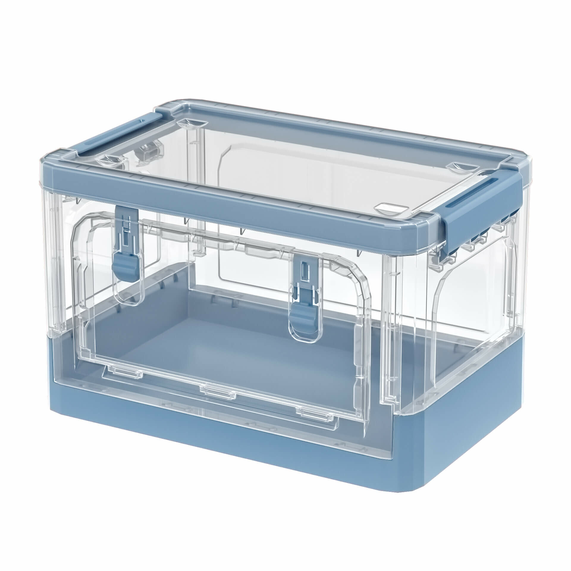 Складной ящик прозрачный 360х235х230 мм, синее дно