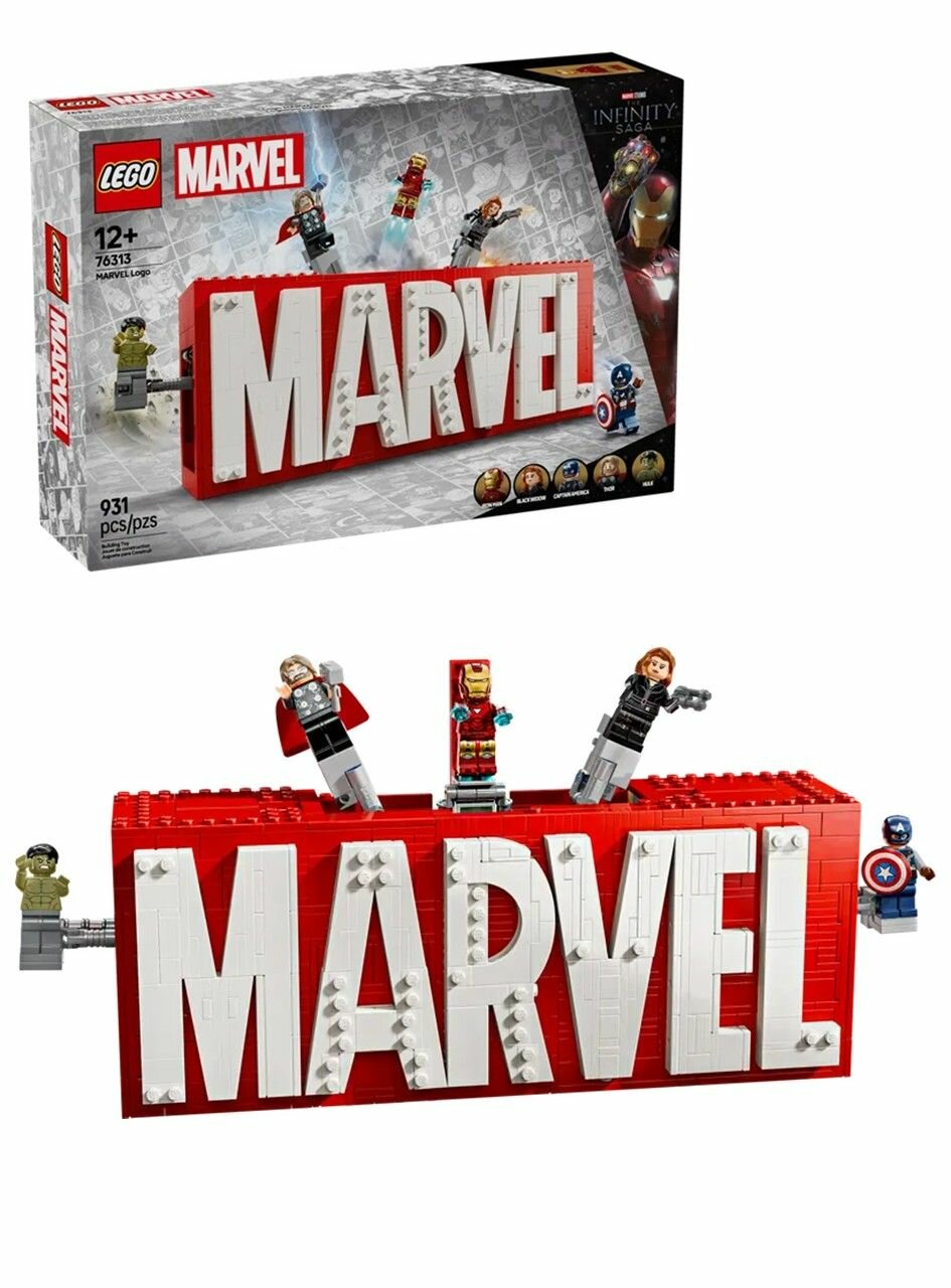 76313 Конструктор LEGO Super Heroes MARVEL Logo & Minifigures Логотип и минифигурки 931 деталь