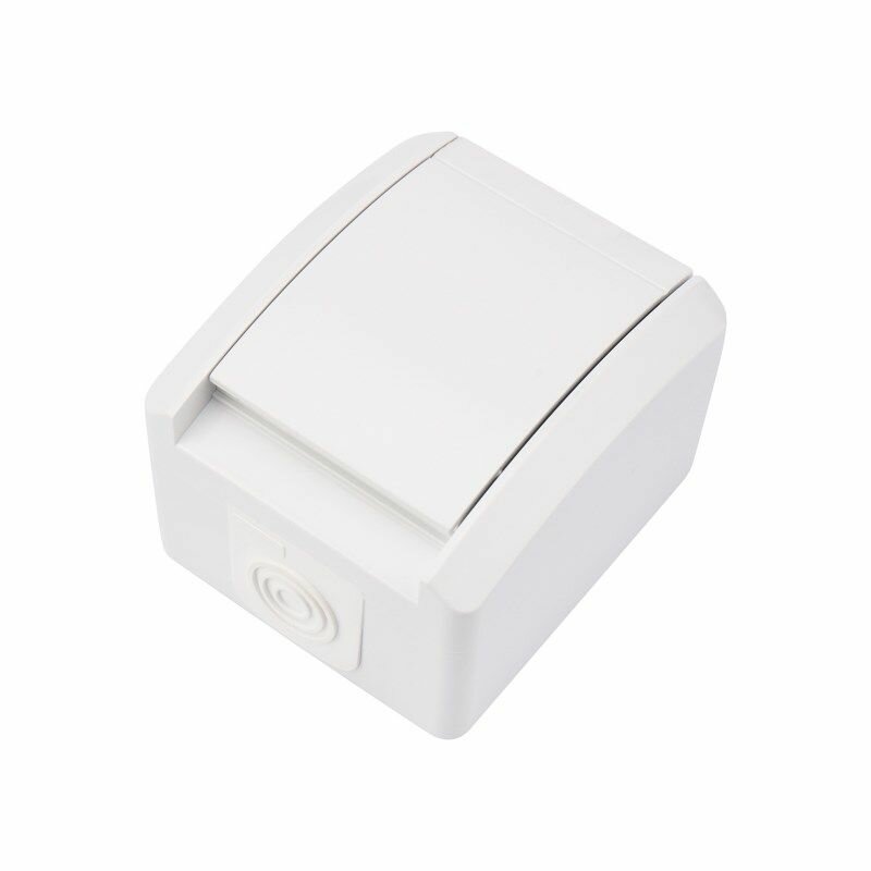 Розетка одноместная (керамика) INDUSTRIAL IP54 с/з, о/у, белая KRANZ