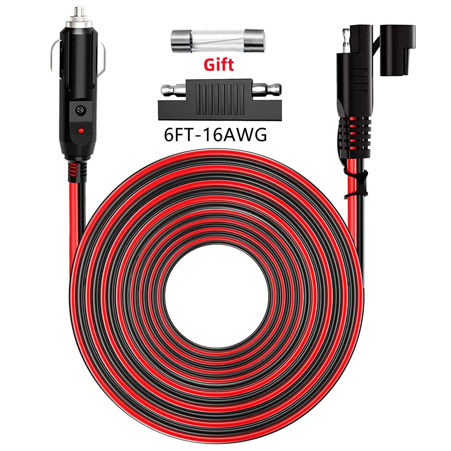 Кабель-удлинитель SAE-SAE 10 футов с предохранителем 15А SAE-16AWG-6FT