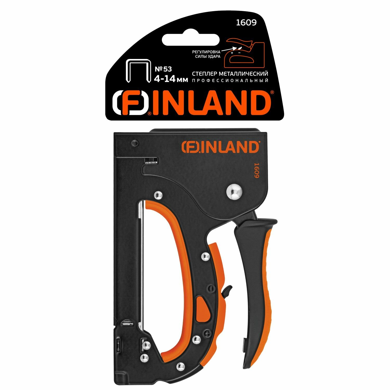FINLAND Степлер строительный усиленный, металлический, регулируемый, тип скобы 53, 4-14 мм, арт.1609