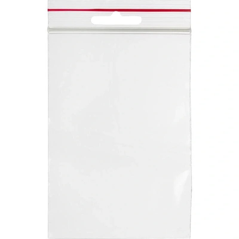 Пакет с замком zip-lock с европодвесом ПВД 8x12 см 60 мкм 100 штук в упаковке, 1757458