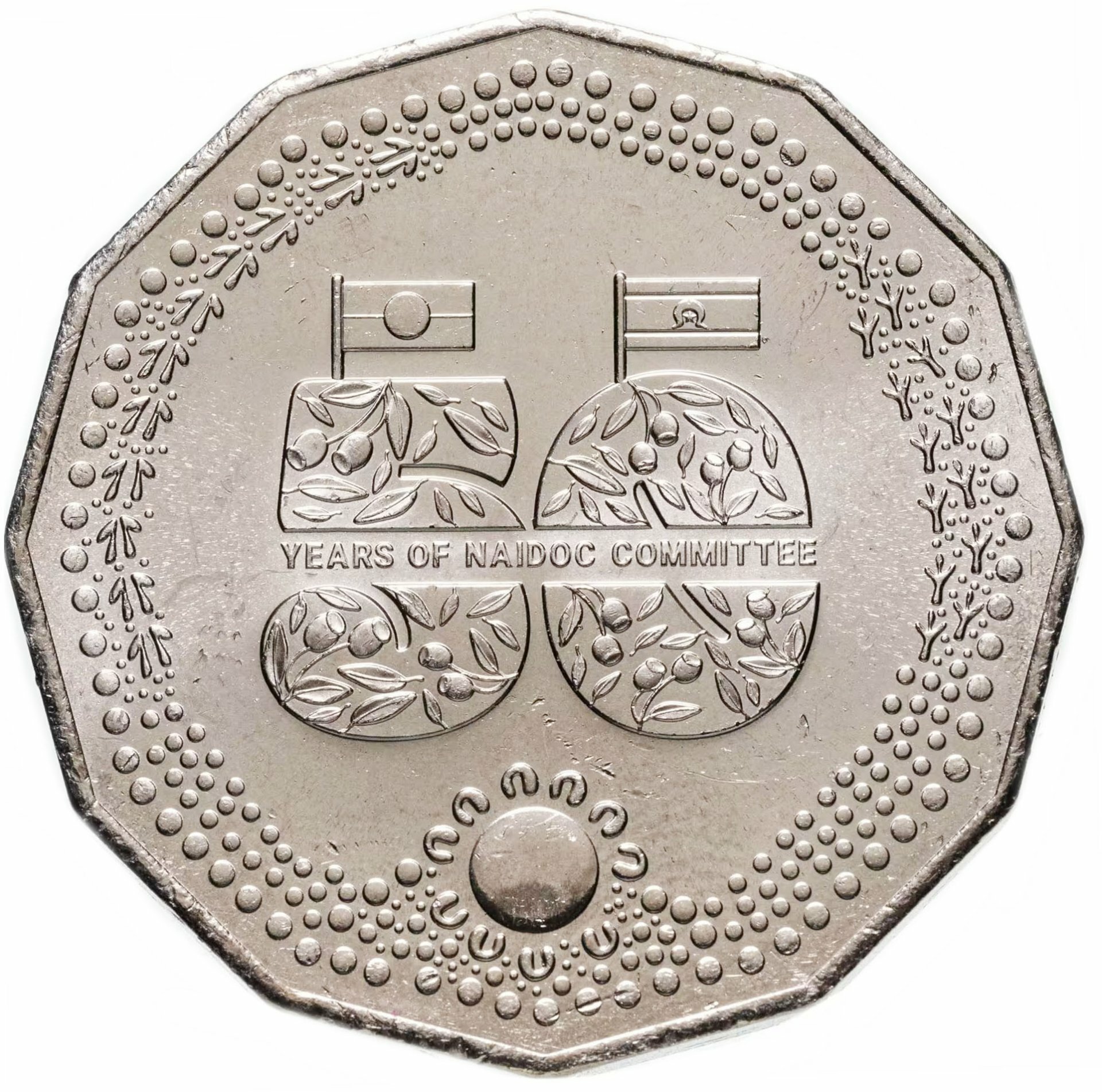 Австралия 50 центов 2024 "50 лет комитету народов аборигенов островитян" NAIDOC Чарльз 3, Мельхиор медь-никель, в сохранности UNC