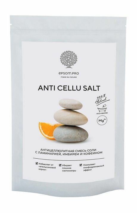 EPSOM.PRO Аромасмесь антицеллюлитная Anti Cellu Salt с маслами, ламинарией и кофеином, 1000 г
