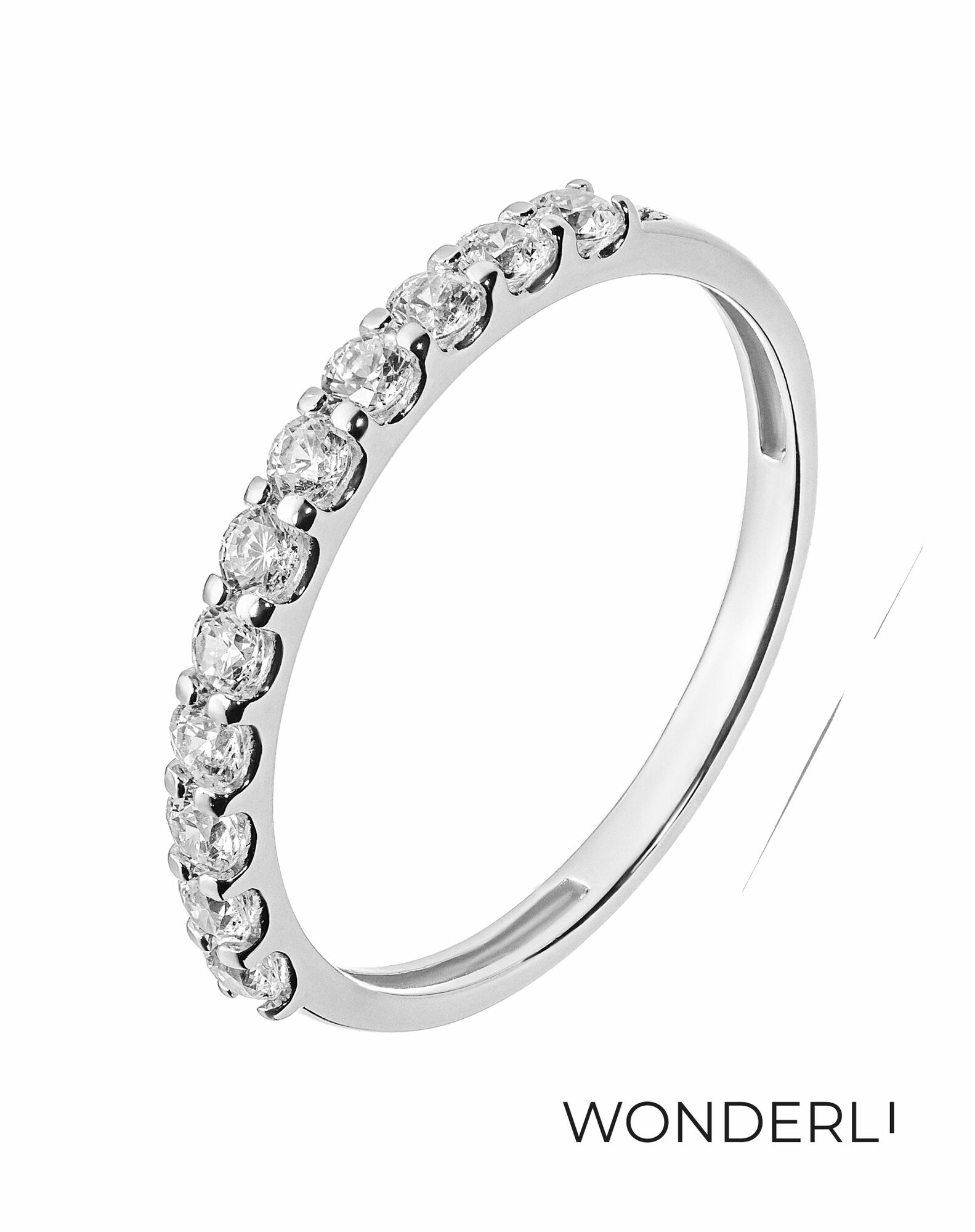 Кольцо наборное, серебро, 925 проба, родирование, фианит