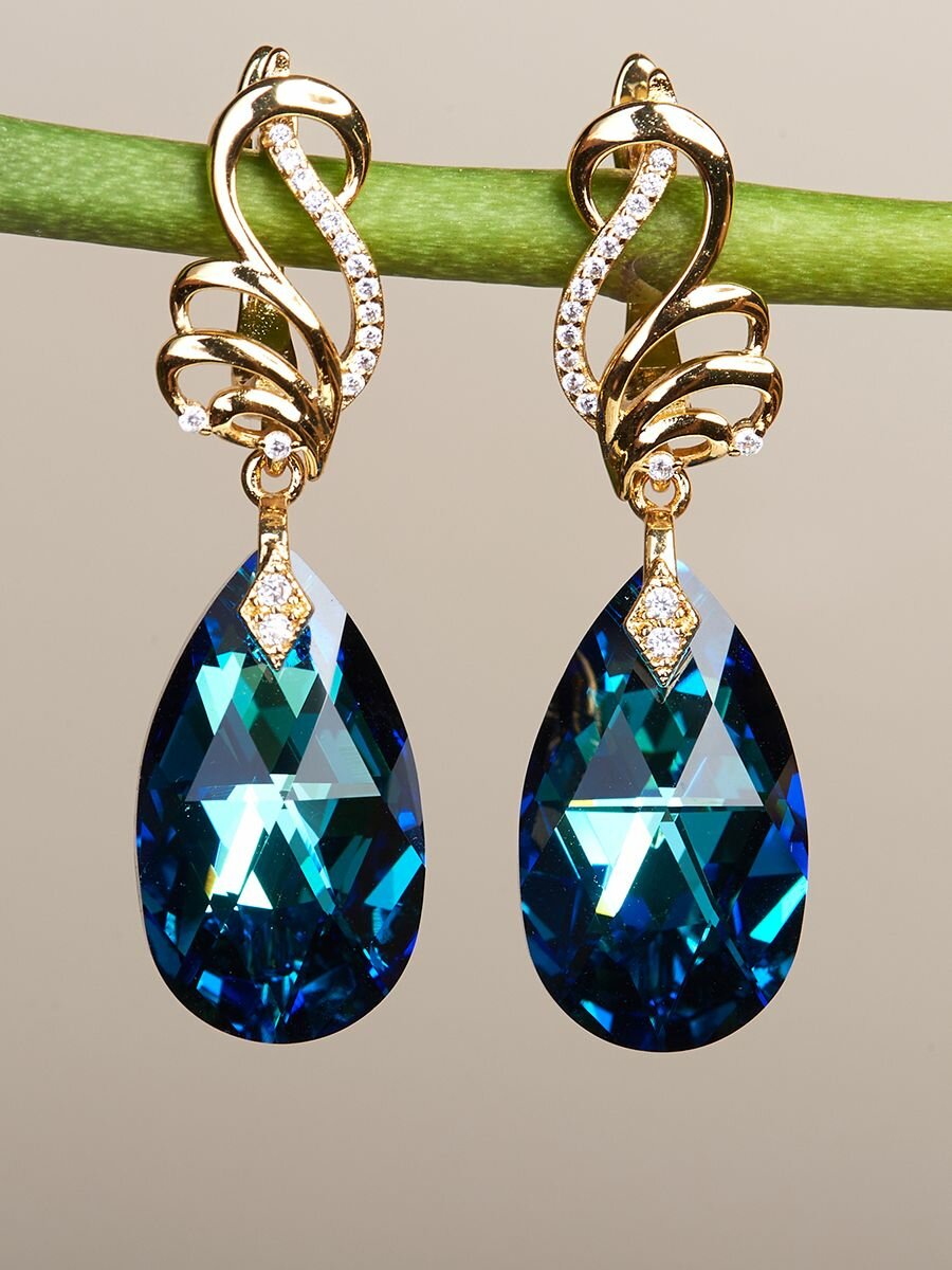 Серьги, кристаллы Swarovski, кристалл, стекло