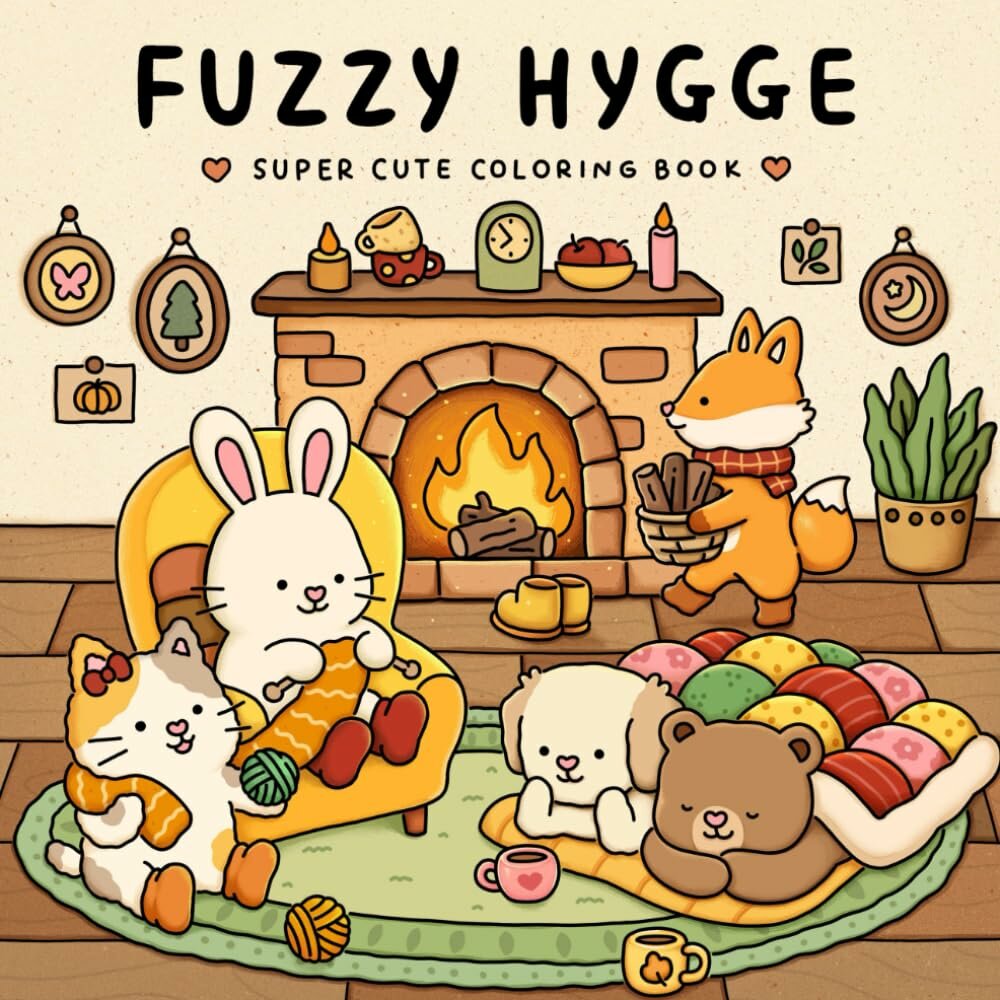 Книга для раскрашивания "Fuzzy Hygge", 100 страниц, антистресс