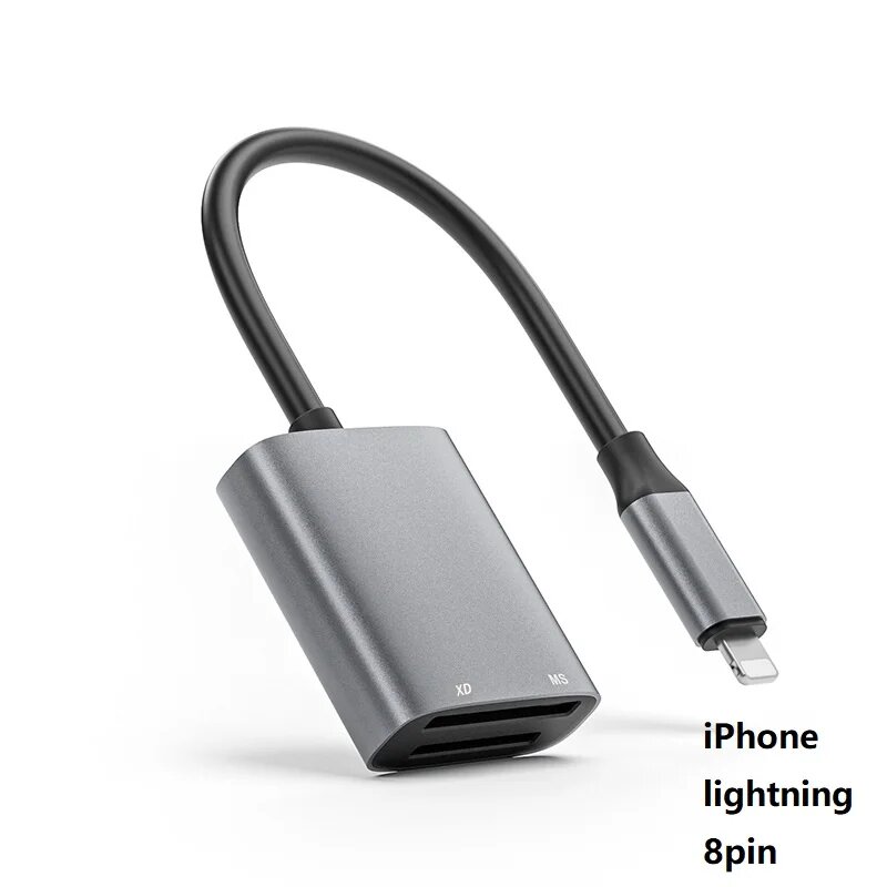 Уничтожитель карт памяти MS XD 2 в 1, адаптер USB Type-C или Lightning для карт памяти XD MS для iPhone 16 15 Samsung и т. д.