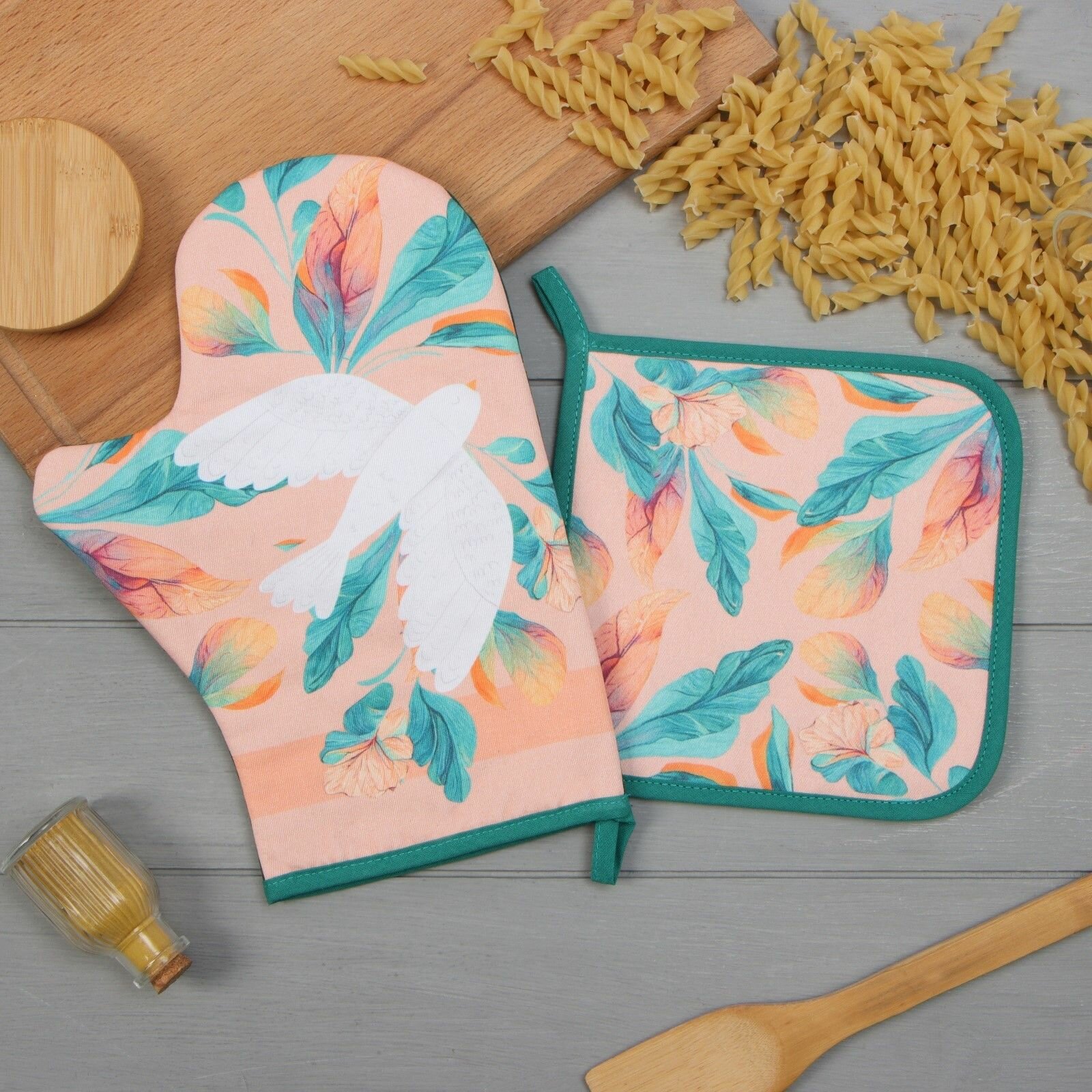 Набор кухонный Этель. Птичка : варежка-прихватка 20 28 см, прихватка 19 19 см,100% хлопок