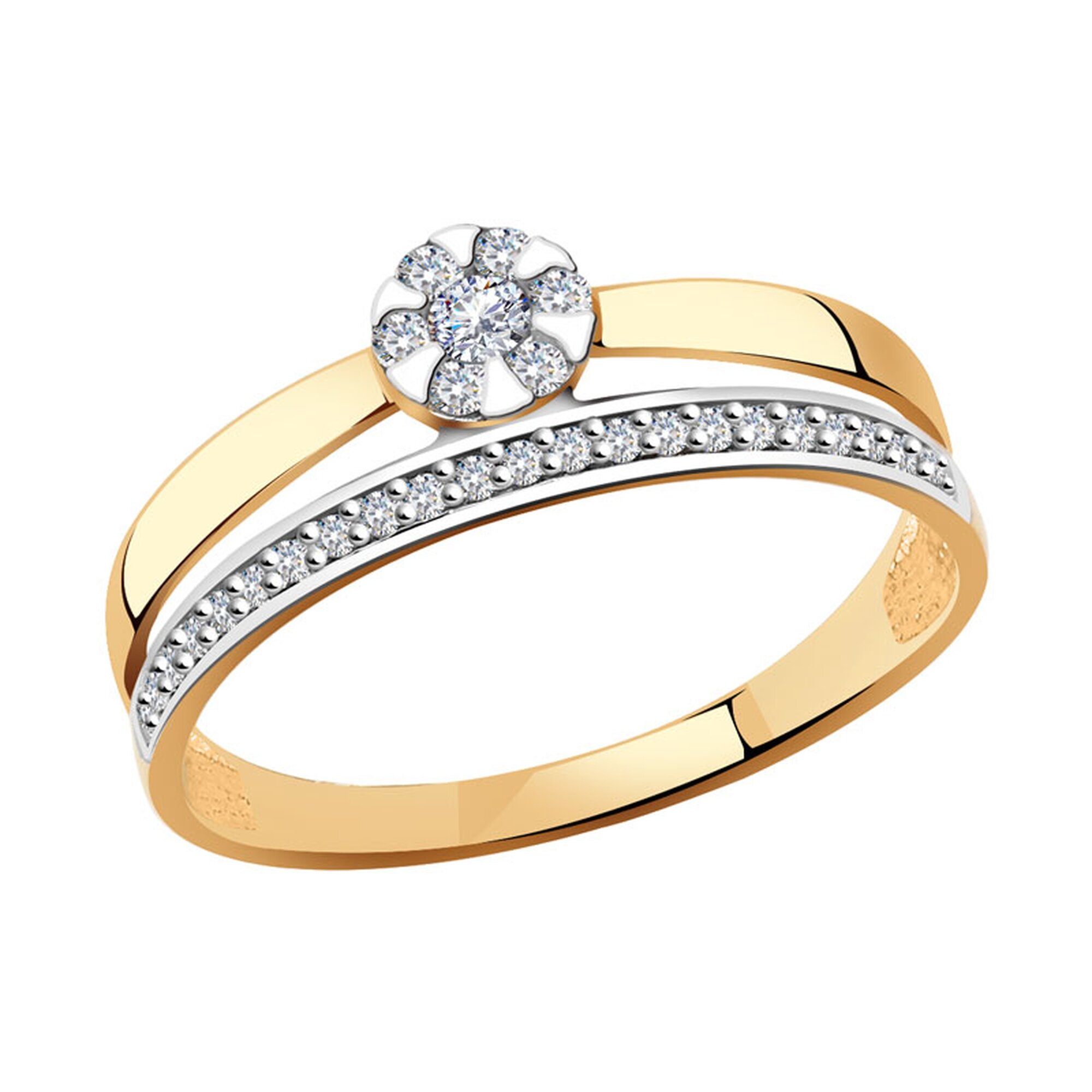 Кольцо, красное золото, 585 проба, фианит