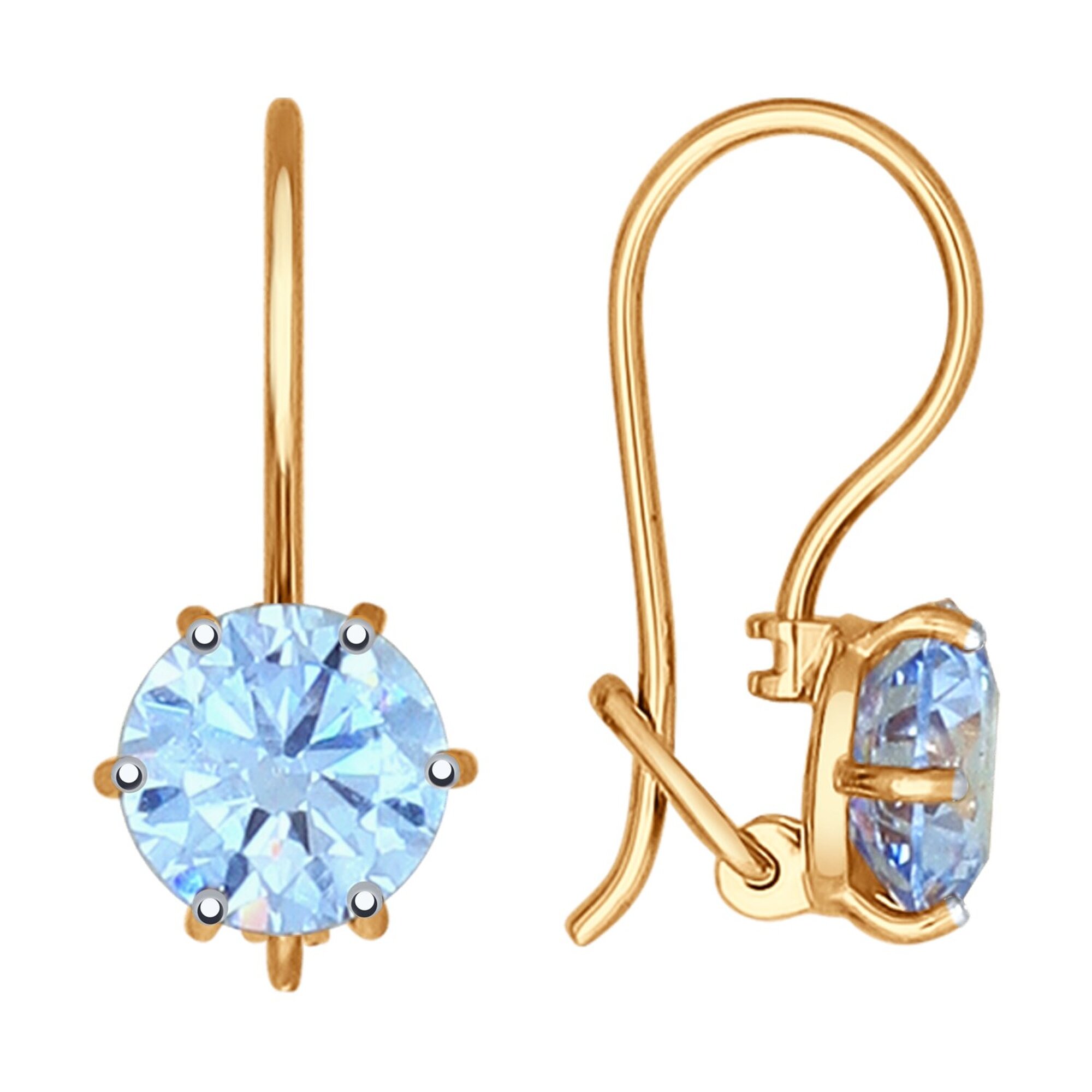 Серьги, красное золото, 585 проба, фианит