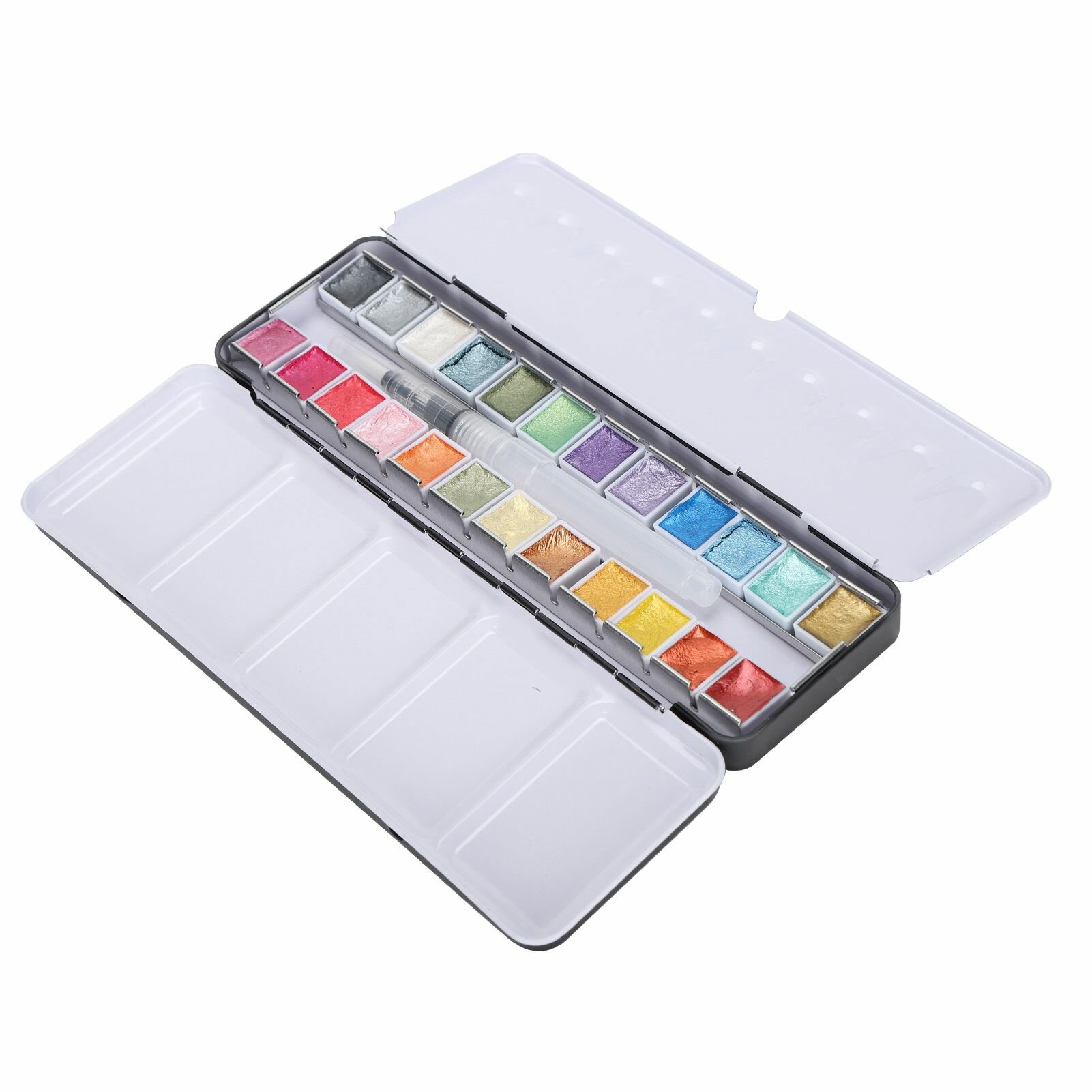 Акварельная краска с жемчужным блеском, портативный яркий цветной набор акварельных пигментов с коробкой 24 цветов