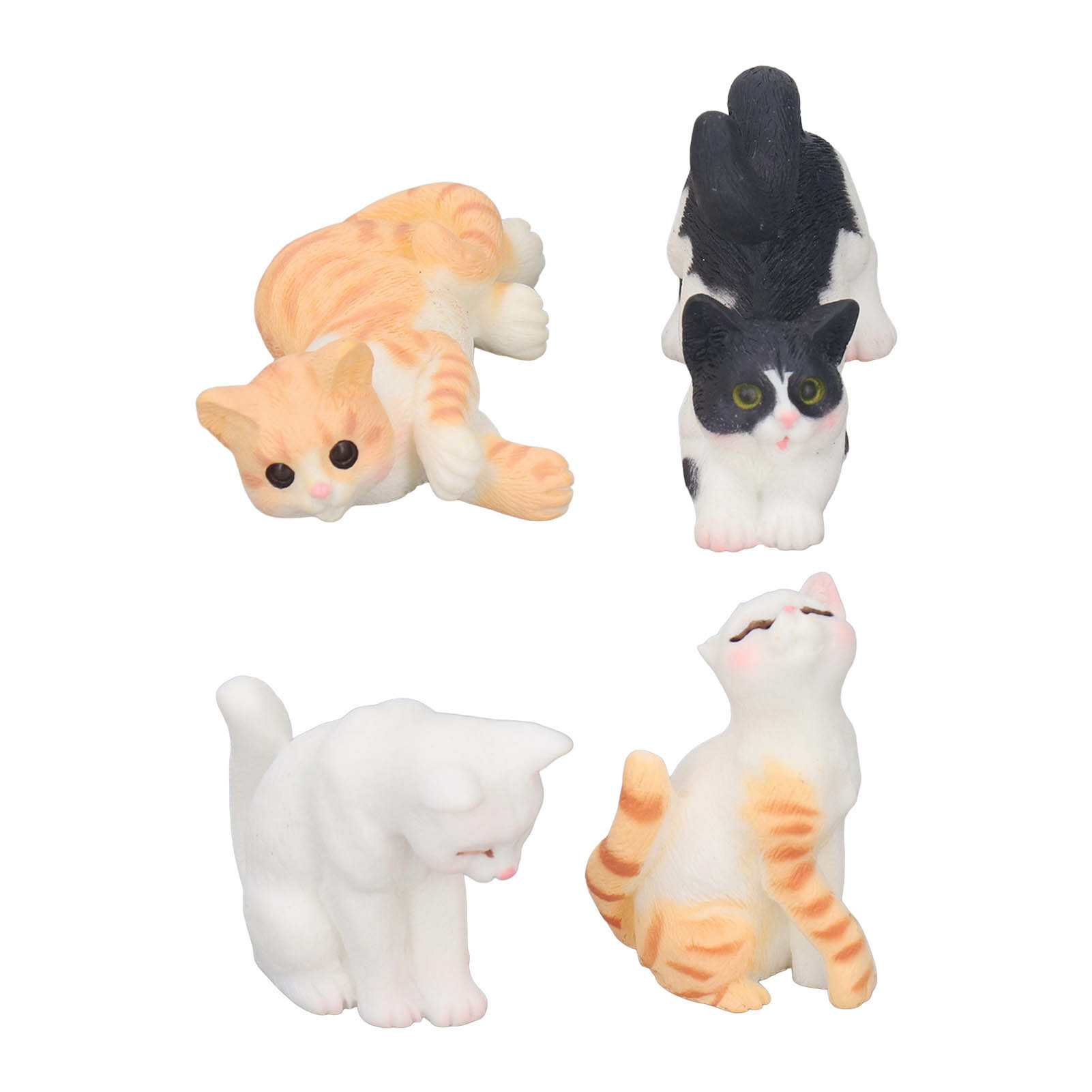 4pcs Миниатюрные фигурки кошек 1:12 Мини -смола Mini Rain Mini Raments