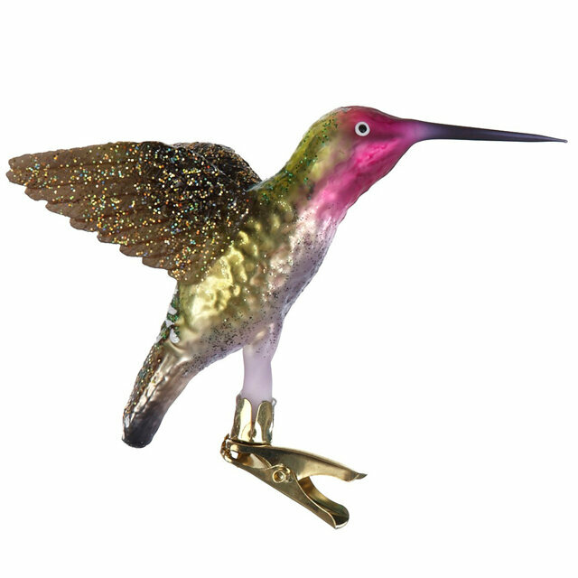 Стеклянная елочная игрушка Колибри с Карибского моря 13 см светло-зеленая, клипса, Kurts Adler, NB0589-1