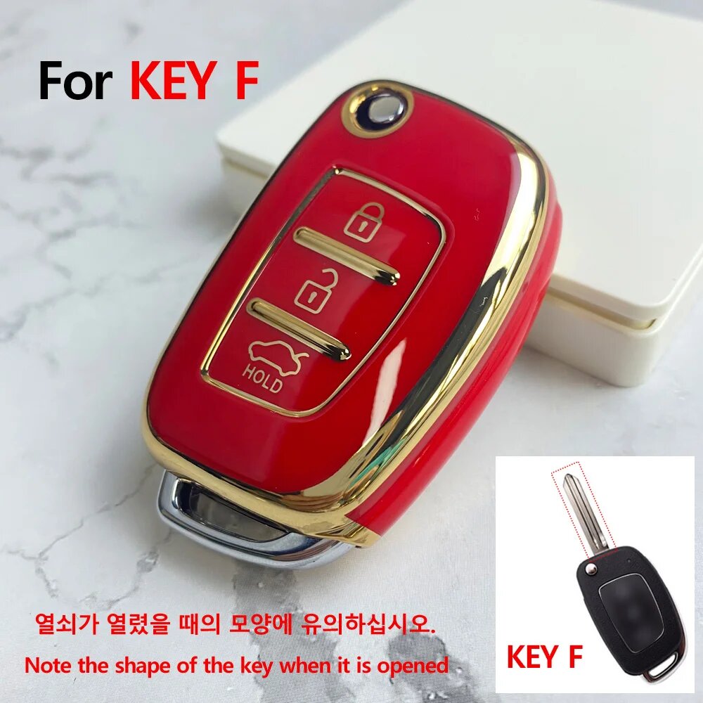 Откидной чехол для ключа автомобиля 3/4 бутылки для Hyundai Solaris Creta Ix25 Kona Key F-3HOLD-red