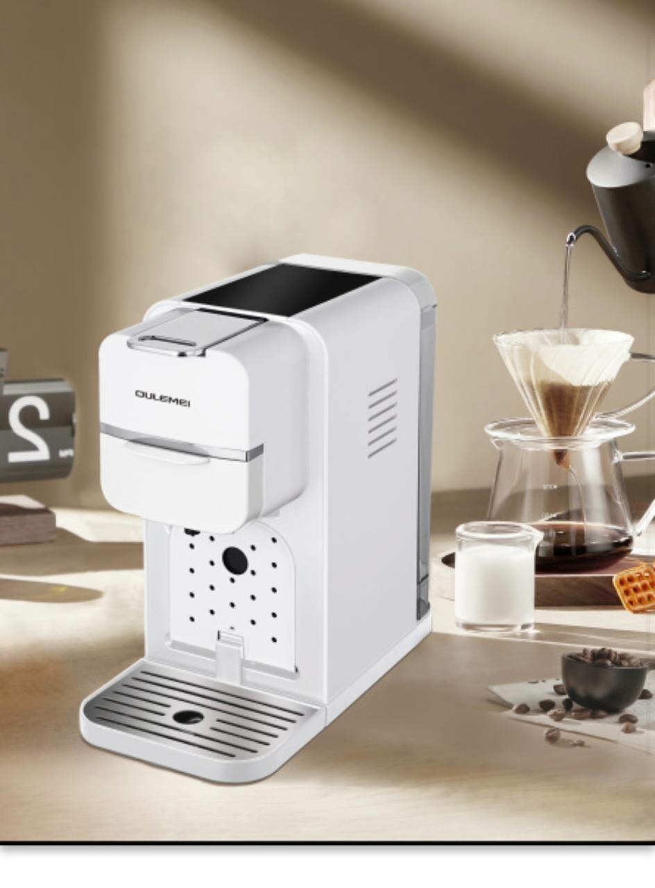 Кофемашина OULEMEI OLM-KFB008, капсульный тип, электронная, 1350Вт, белая