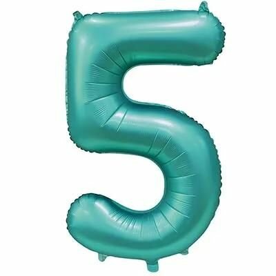 Воздушный шар Веселая затея "Цифра 5", Сатин Teal, 40 дюймов