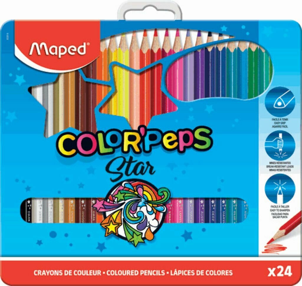 Цветные карандаши Maped "Color Peps", 24 оттенка, трехгранные ударопрочные