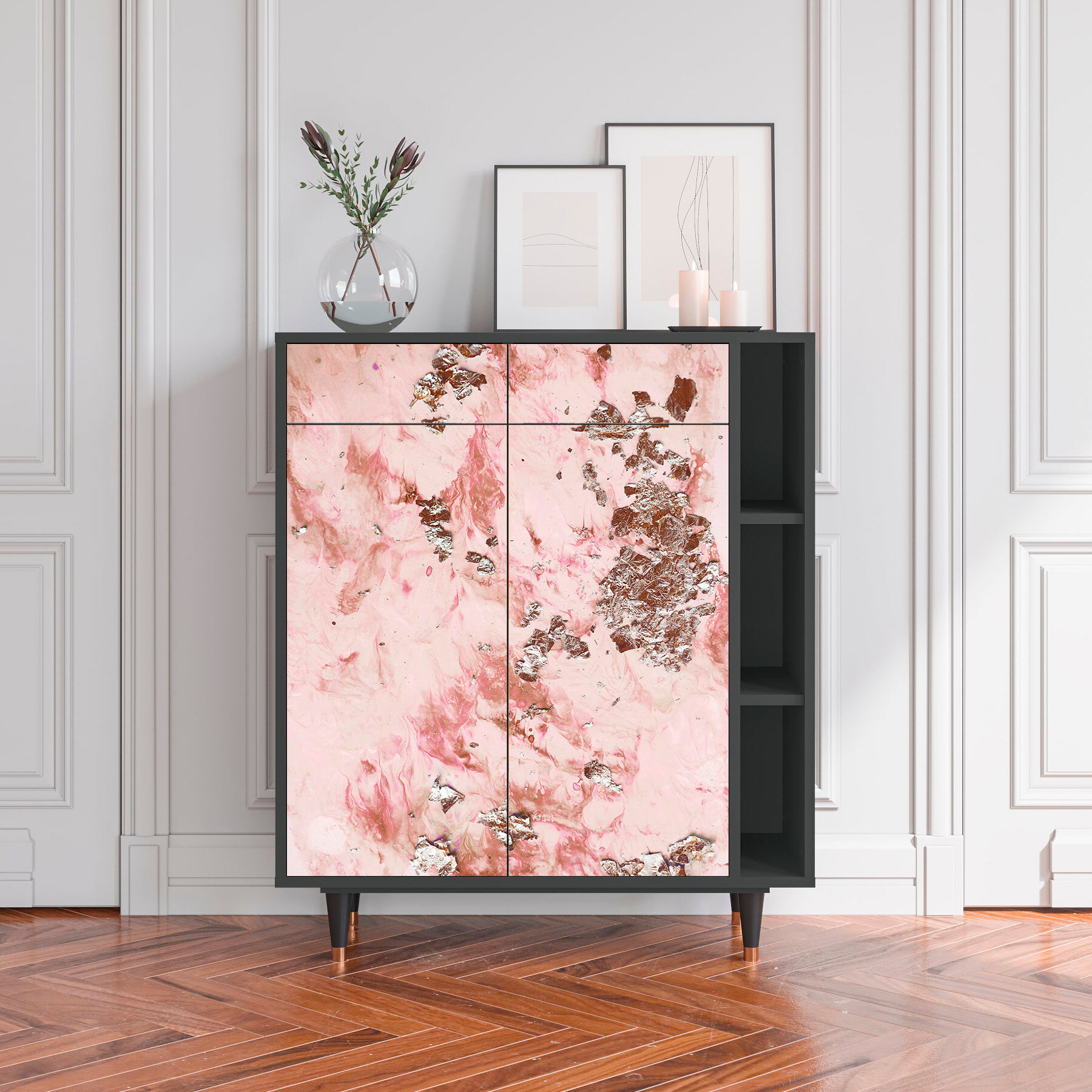 Комод - STORYZ - BS6 Cotton Candy, Размер - 94 x 110 x 41 см, Цвет корпуса - , Антрацит